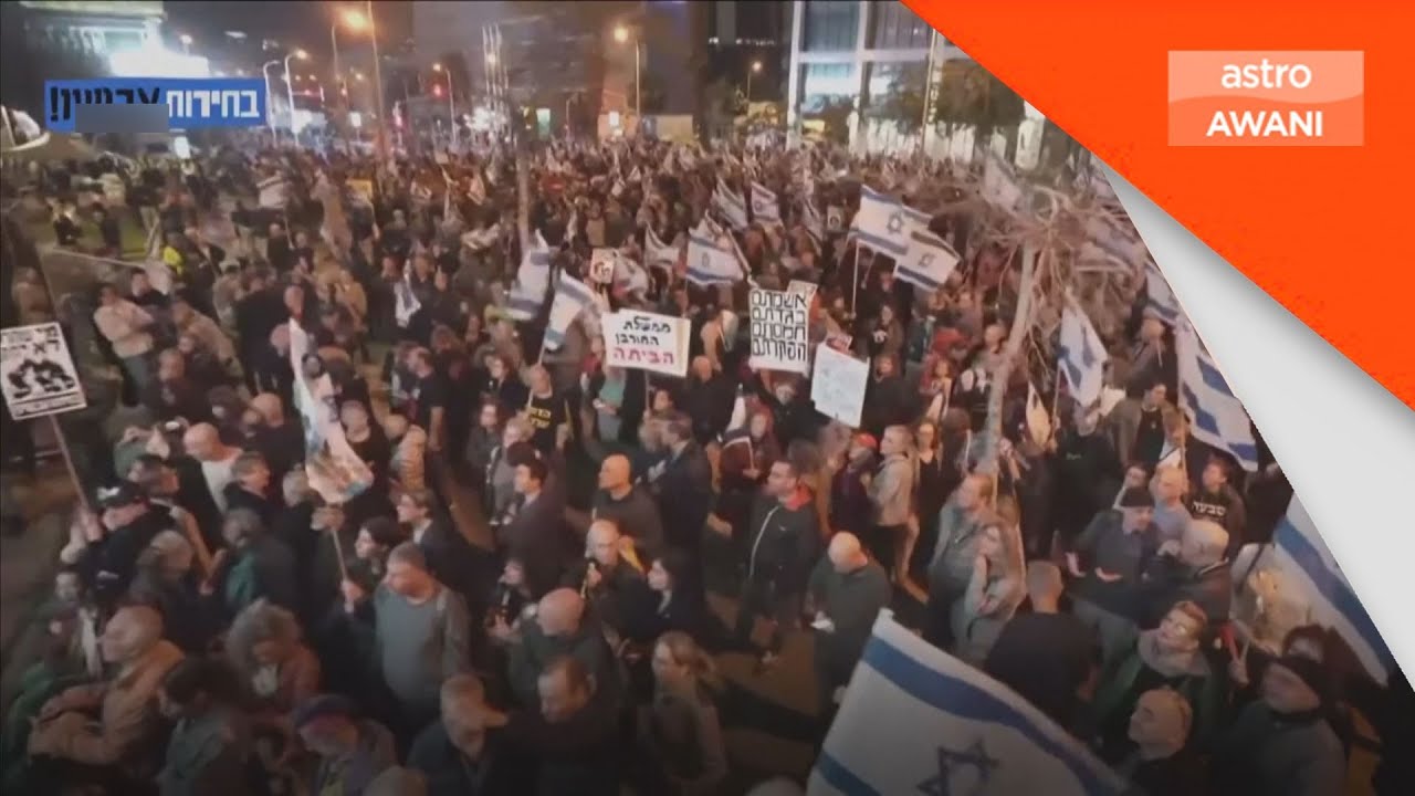 Ribuan rakyat Israel lakukan protes terhadap Netanyahu - YouTube