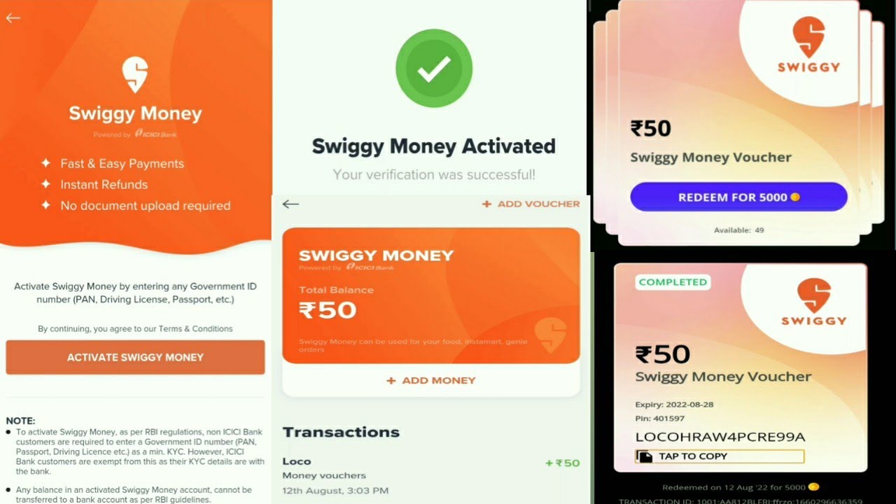 How to activate swiggy money and how to (Loco) swiggy money voucher add ...