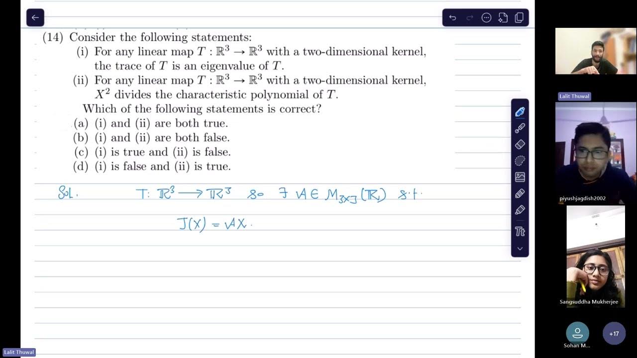 TIFR 2025 | Part B | Question 14 Solution – Kernel Condition & Eigenvalues in Linear Maps - YouTube