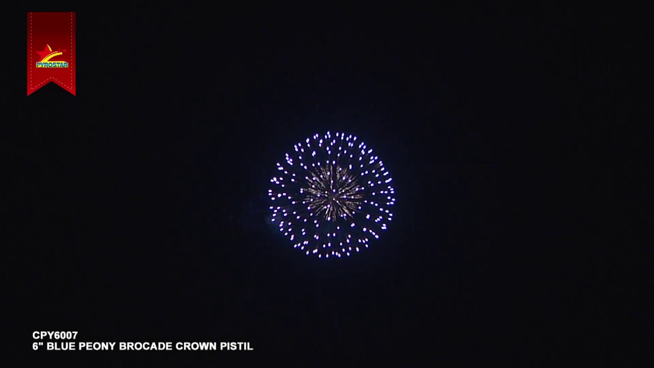 6 Inch Shell - Blue Peony Brocade Crown Pistil Effect #EpicFireworks ...