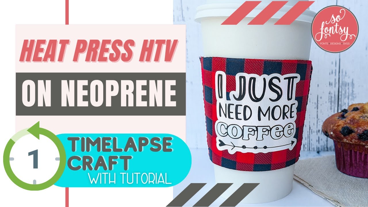 How to Press HTV on Neoprene Cup Koozie (Timelapse w/ Tutorial) - YouTube