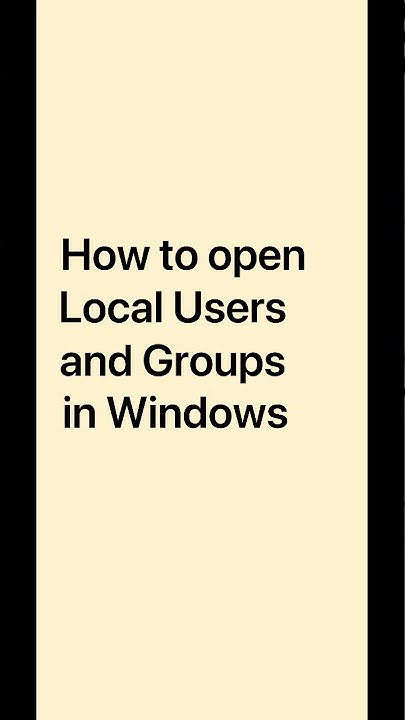 How to Open Local Users and Groups in Windows #shorts #localusersandgroups - YouTube