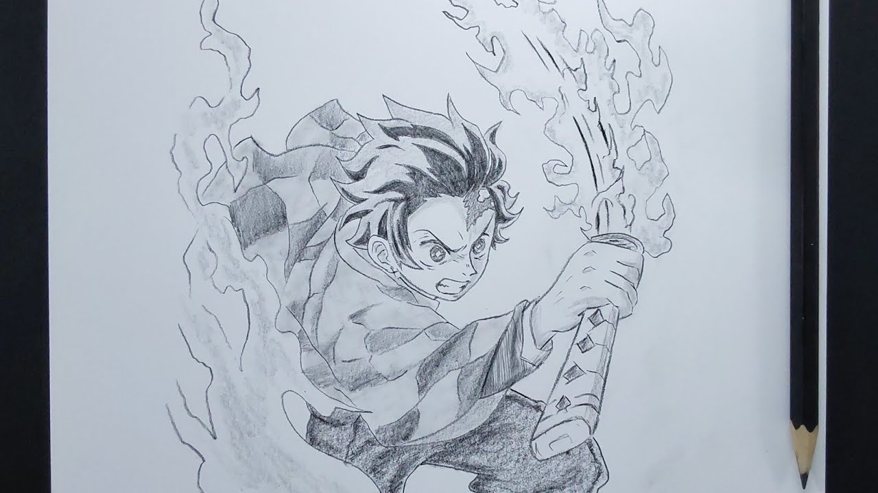 How To Draw Tanjiro Hinokami Kagura Demon Slayer || Easy Anime Drawing ...