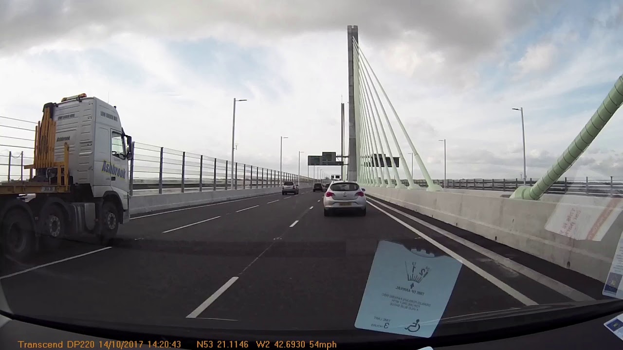 New Mersey Gateway bridge - First crossing! - YouTube
