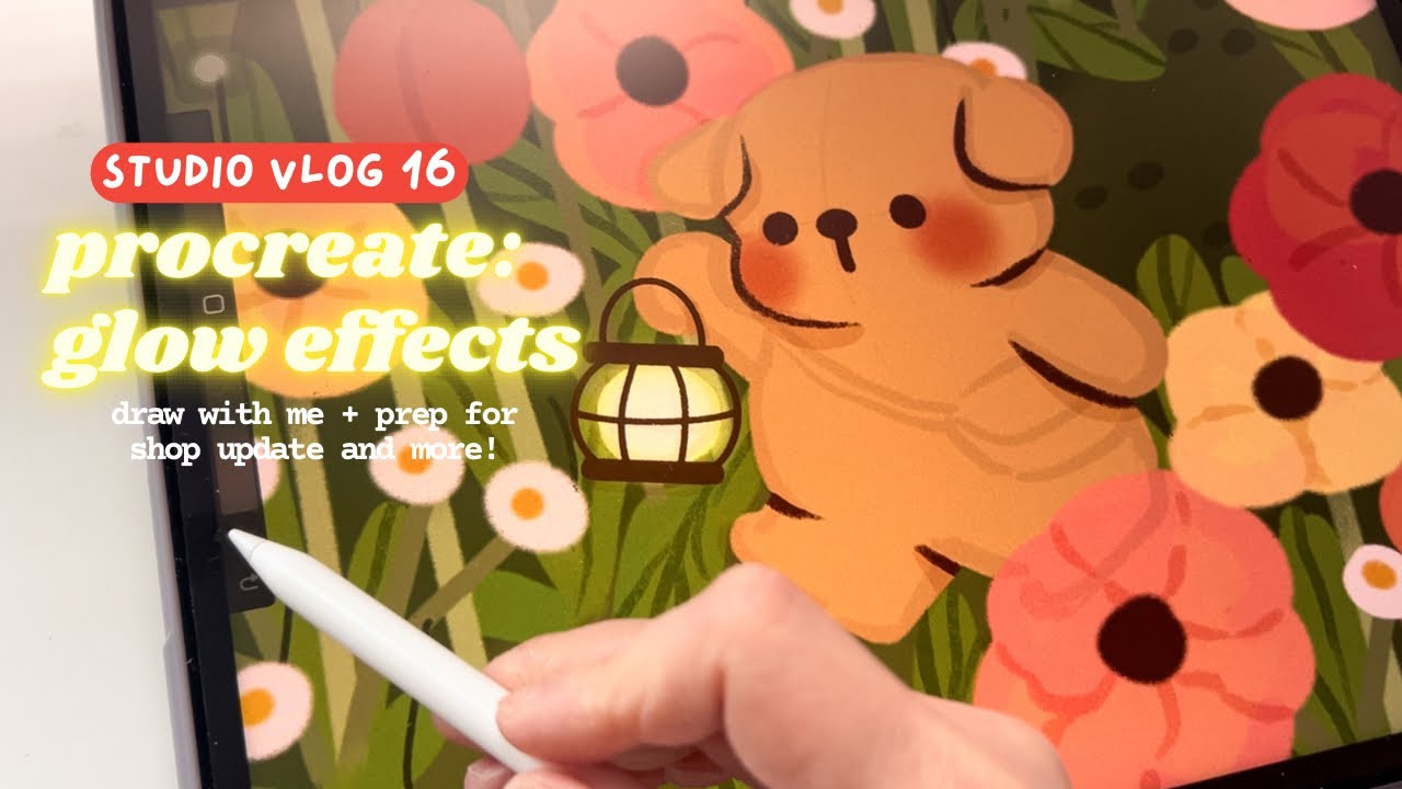 Studio Vlog 16 | March Shop Update + Procreate Tutorial - Glow Effects ...