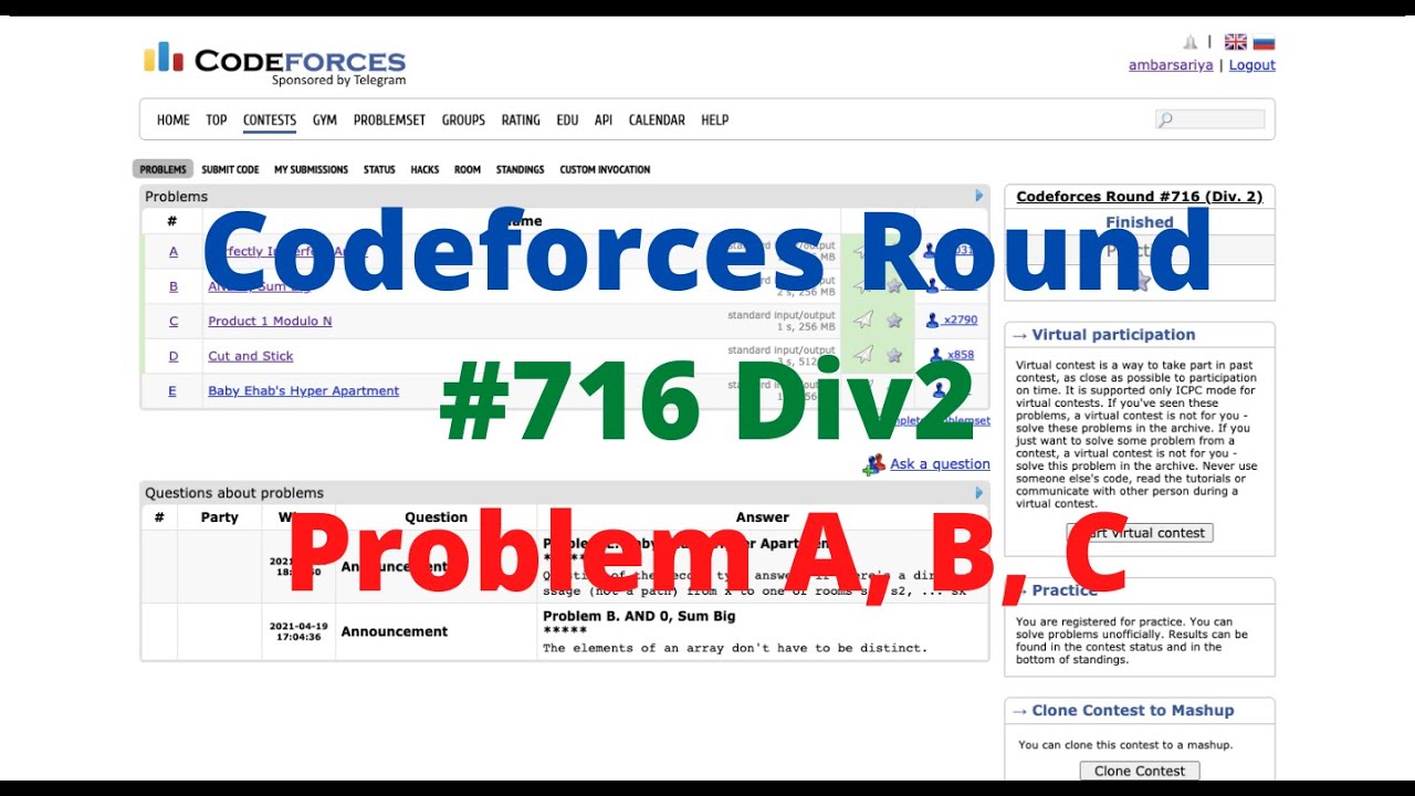 Problem A, B, C | Codeforces Round #716 (Div. 2) - YouTube