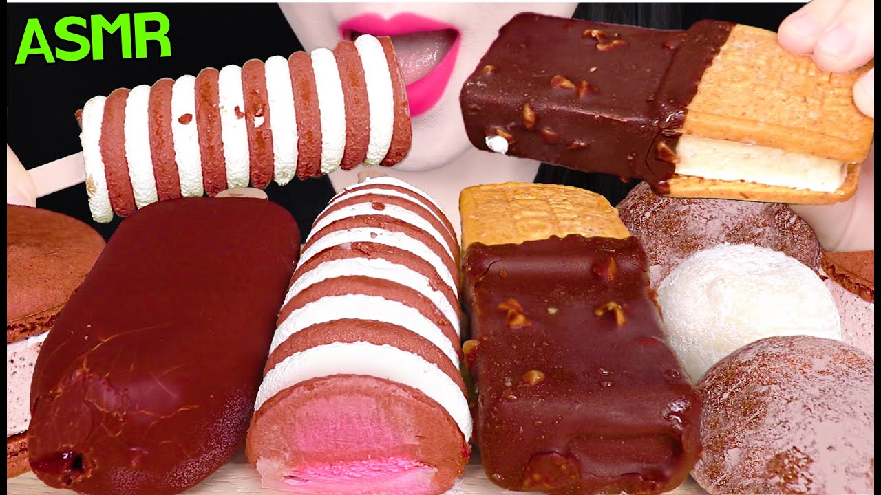 ASMR CHOCOLATE ICE CREAM PARTY *ROLLING ICE CREAM, COOKIE SAND ICE ...