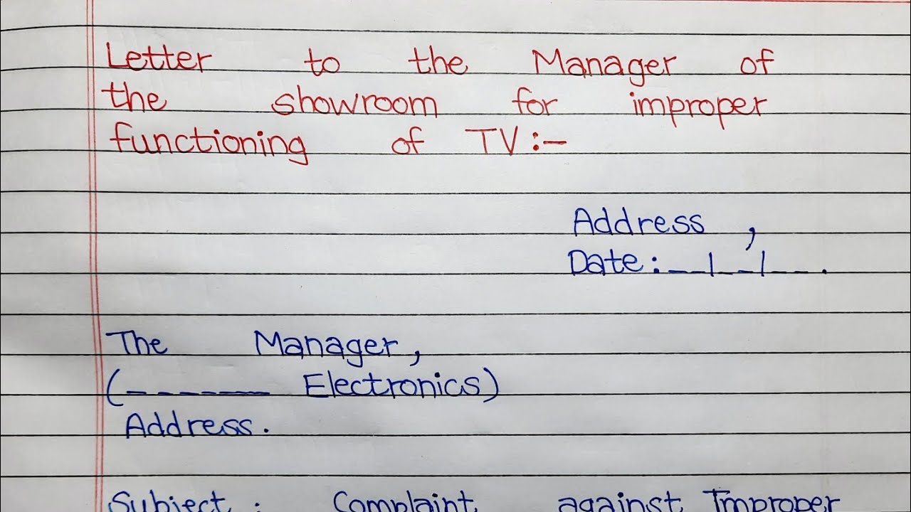 Write a Complaint letter against Improper Functioning of TV - YouTube