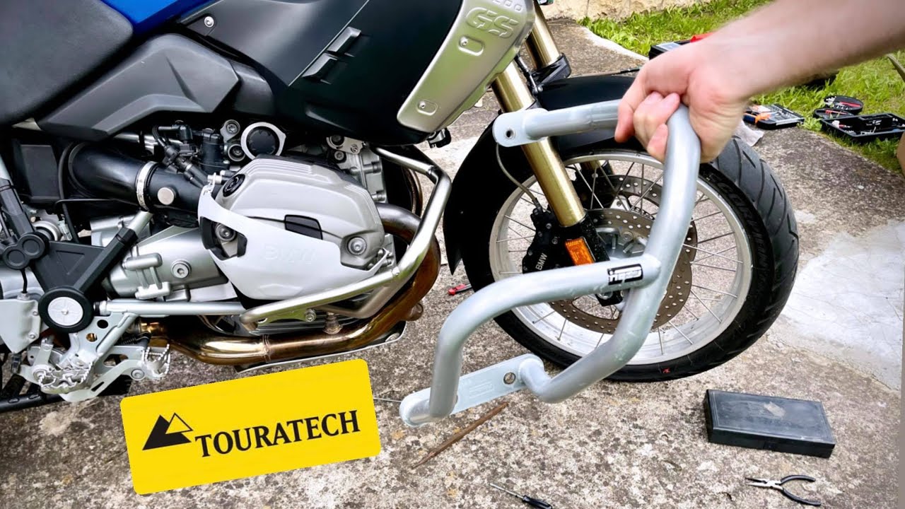 How to mount/install Touratech crash bars on BMW 1200GS - YouTube