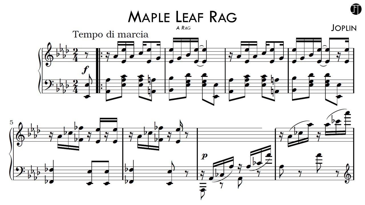 Scott Joplin - Maple Leaf Rag (Score-Video) - YouTube