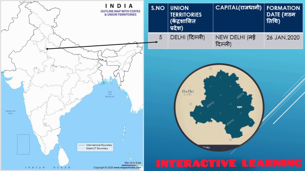 UNION TERRITORIES AND CAPITAL WITH LOCATION AND DATE OF FORMATION 2020 ...