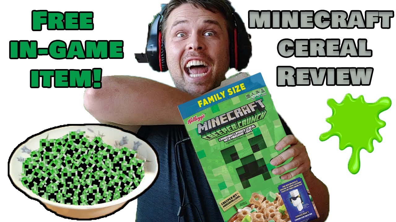 Minecraft Creeper Crunch Cereal Review! Free In-Game Item Included ...