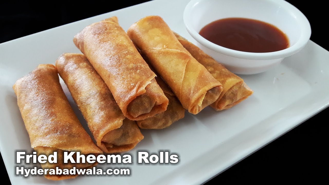 Fried Kheema Rolls Recipe Video - How to Make Fried Minced Mutton Rolls ...