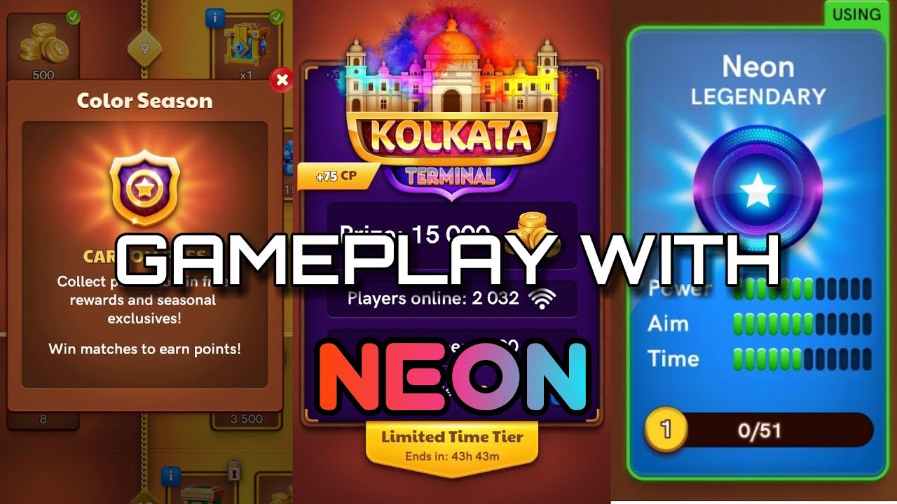 Carrom Disc Pool | Kolkata Terminal | Unlocking Neon Striker | Color ...