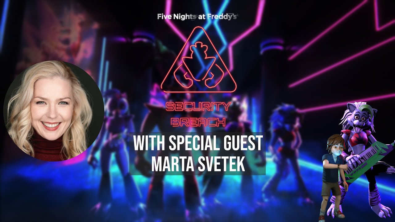 Host Rhys Smart plays FNAF: Security Breach with Roxanne voice actress ...