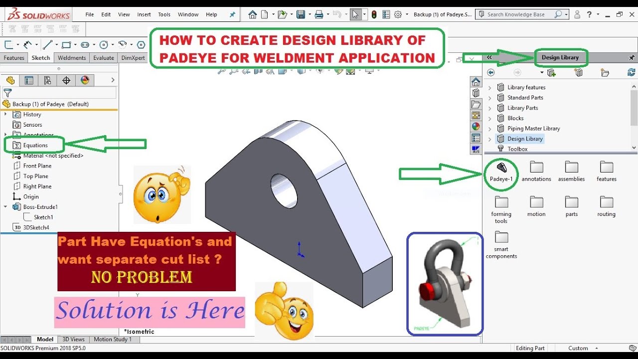 How to Create Design Library of Padeye for Weldment Application in Solidworks. - YouTube