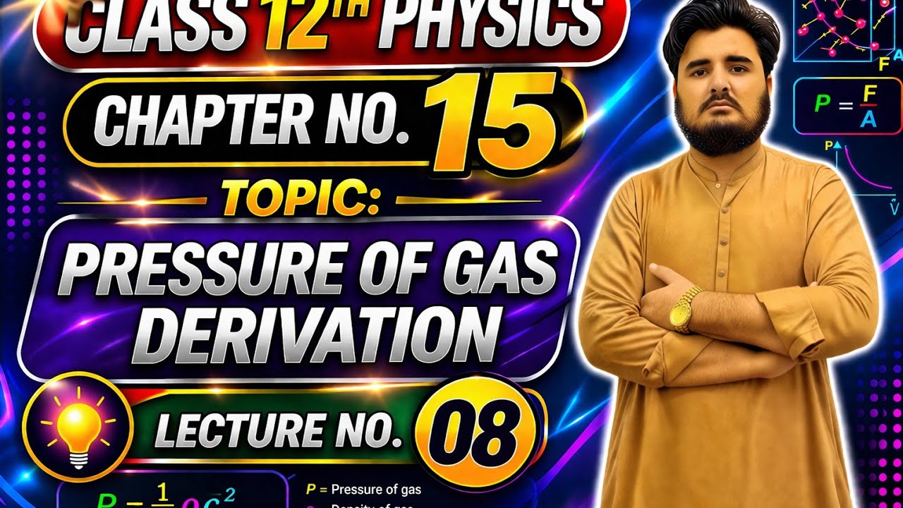 pressure of gas derivation chapter 15 class 12 new physics book - YouTube