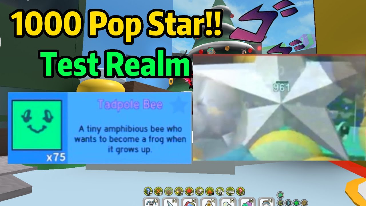 75 TadPole Bees 1000 Pop Star!! Test Realm l Bee Swarm Simulator - YouTube