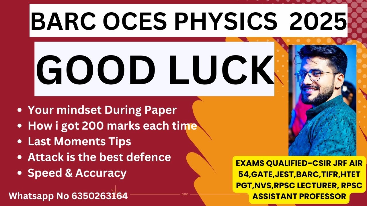 BARC OCES PHYSICS 2025 | GOOD LUCK | Mindset During Paper | Speed ...