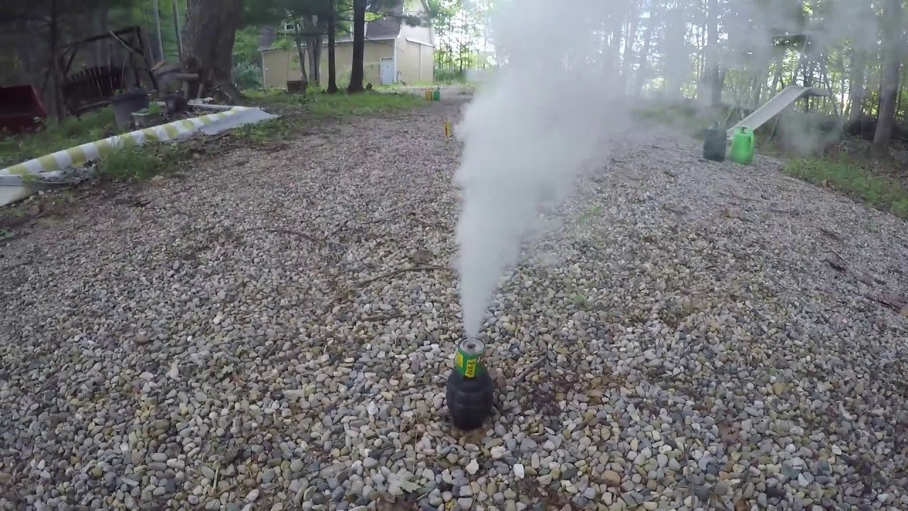 White smoke producing Grenade firework - YouTube
