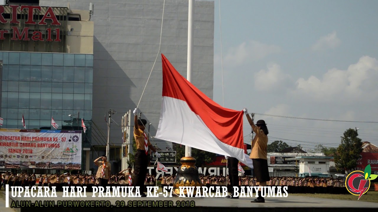 AKSI PTM BANYUMAS PENGIBARAN BENDERA MERAH PUTIH UPACARA HARI PRAMUKA ...