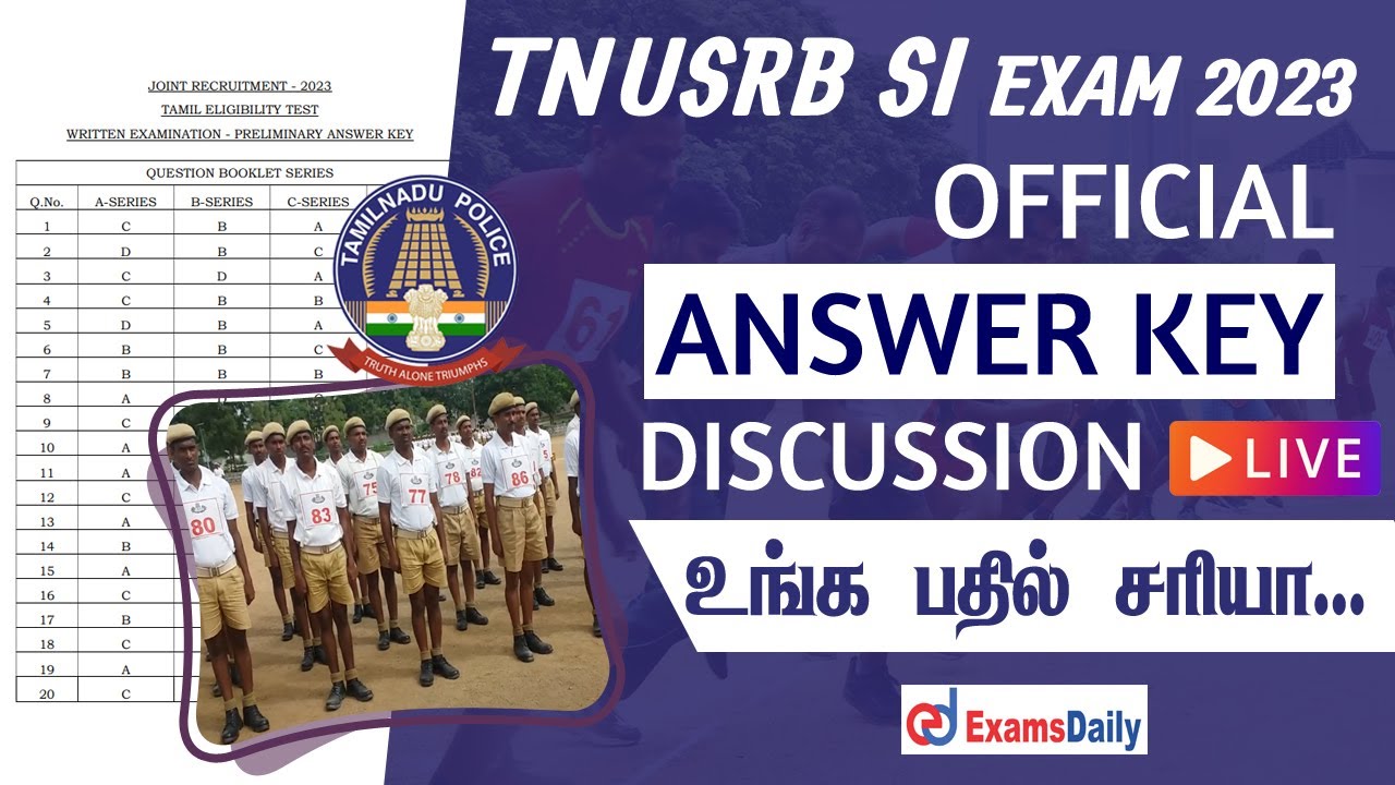 TNUSRB SI Exam 2023: Official Answer Key Question Discussion | TN ...