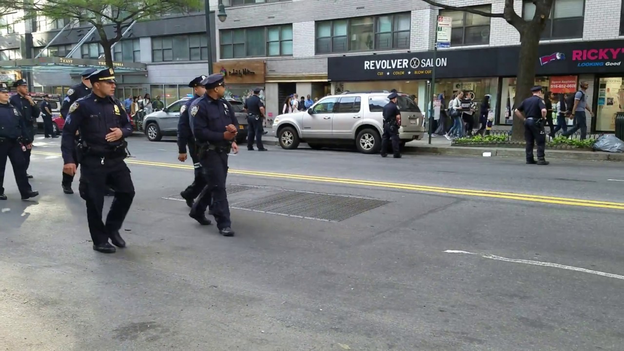 NYPD Officers On Foot Patrol Mobilize For A Large Scale Mayday Protest ...