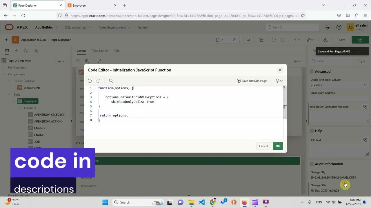 Oracle APEX : How to skip Readonly Cells in interactive Grid - YouTube