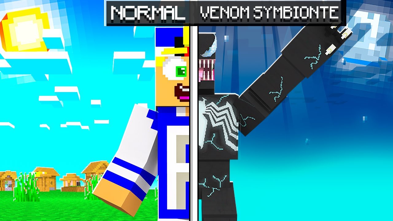 VIREI METADE VENOM SIMBIONTE no MINECRAFT ! - YouTube