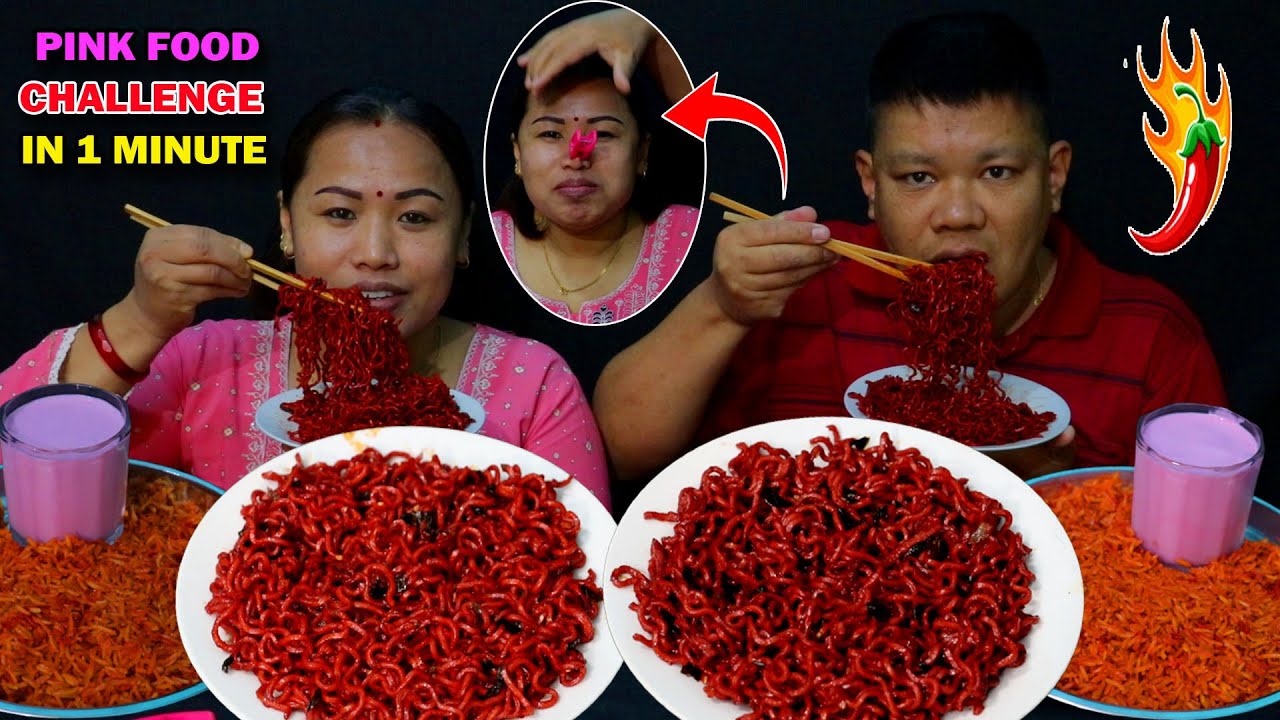 PINK FOOD EATING CHALLENGE 💕 IN 1 MINUTE | FOOD CHALLENGE VIDEOS @tham ...