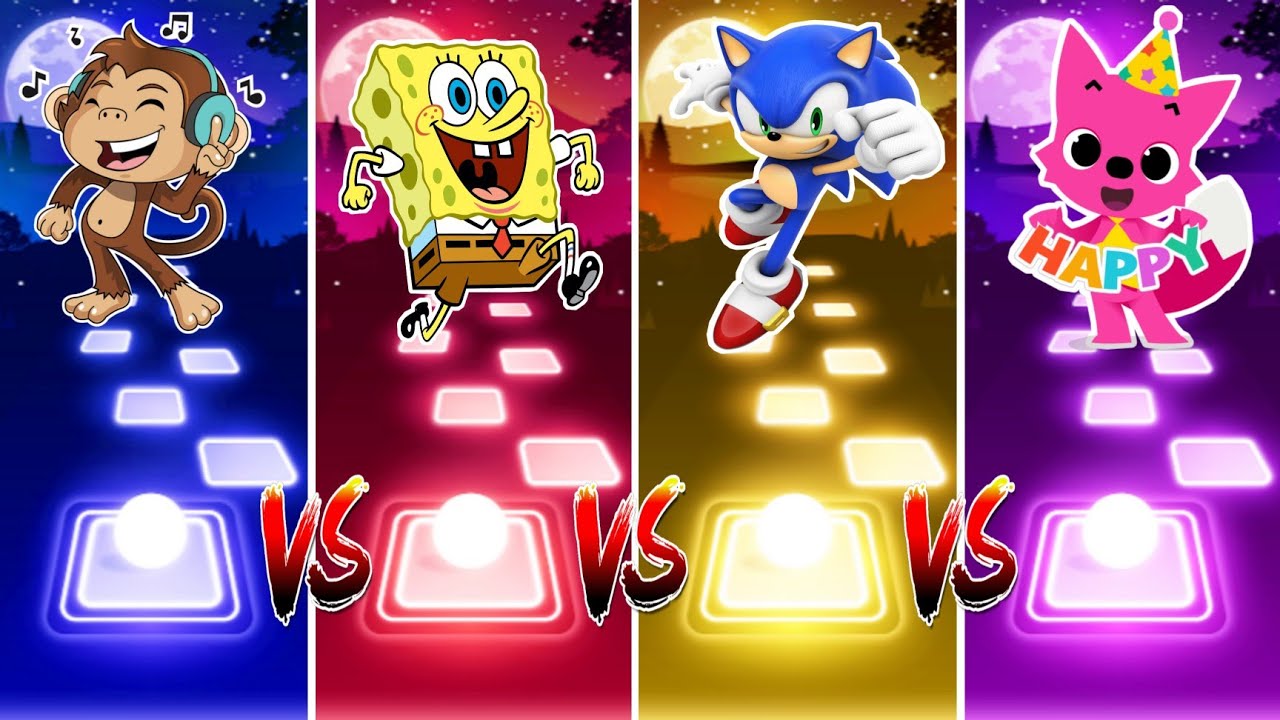 Dance Monkey vs SpongeBob vs Sonic vs Pinkfong || Tiles Hop Edm Rush ...