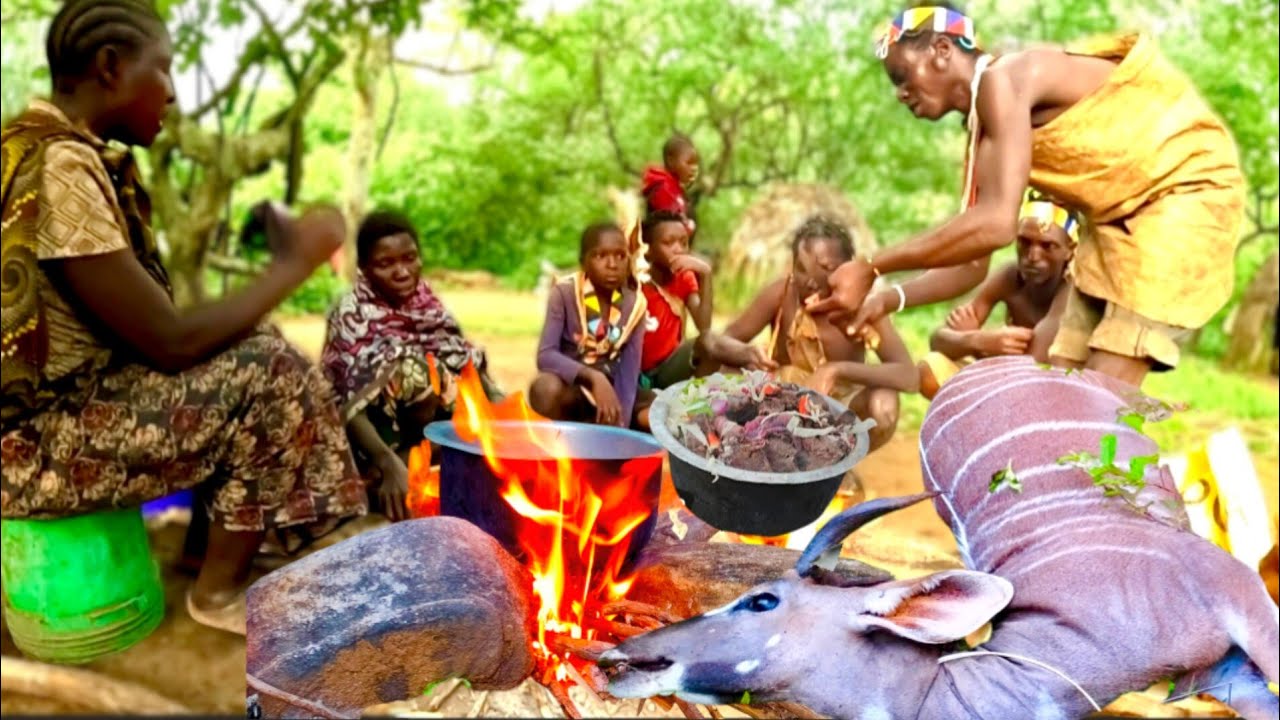 Hadzabe Tribe cooking Delicious Goat soup for their Christmas🎄Ever💥2024 ...