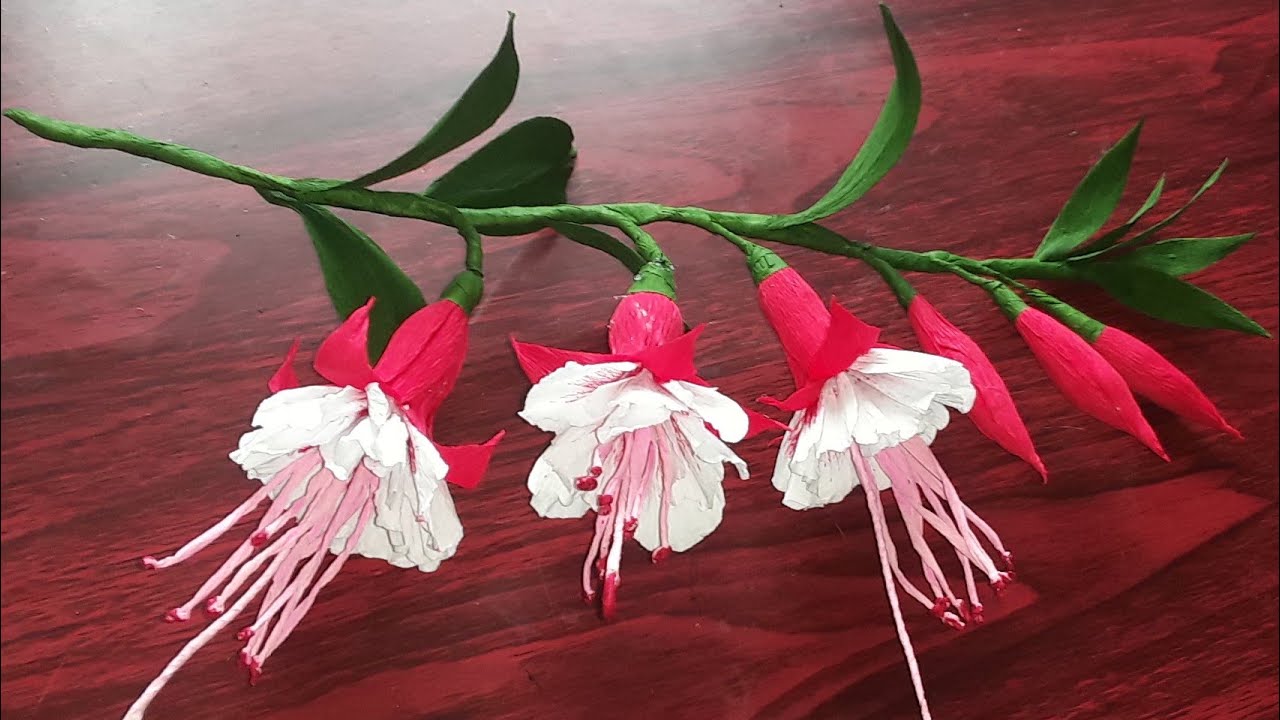 How to make Fuchsia flowers and buds?/with crepe paper #paperflower # ...