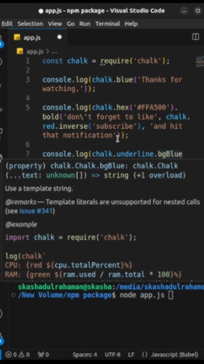 Chalk module #coding #development #javascript #nodejs #programming - YouTube