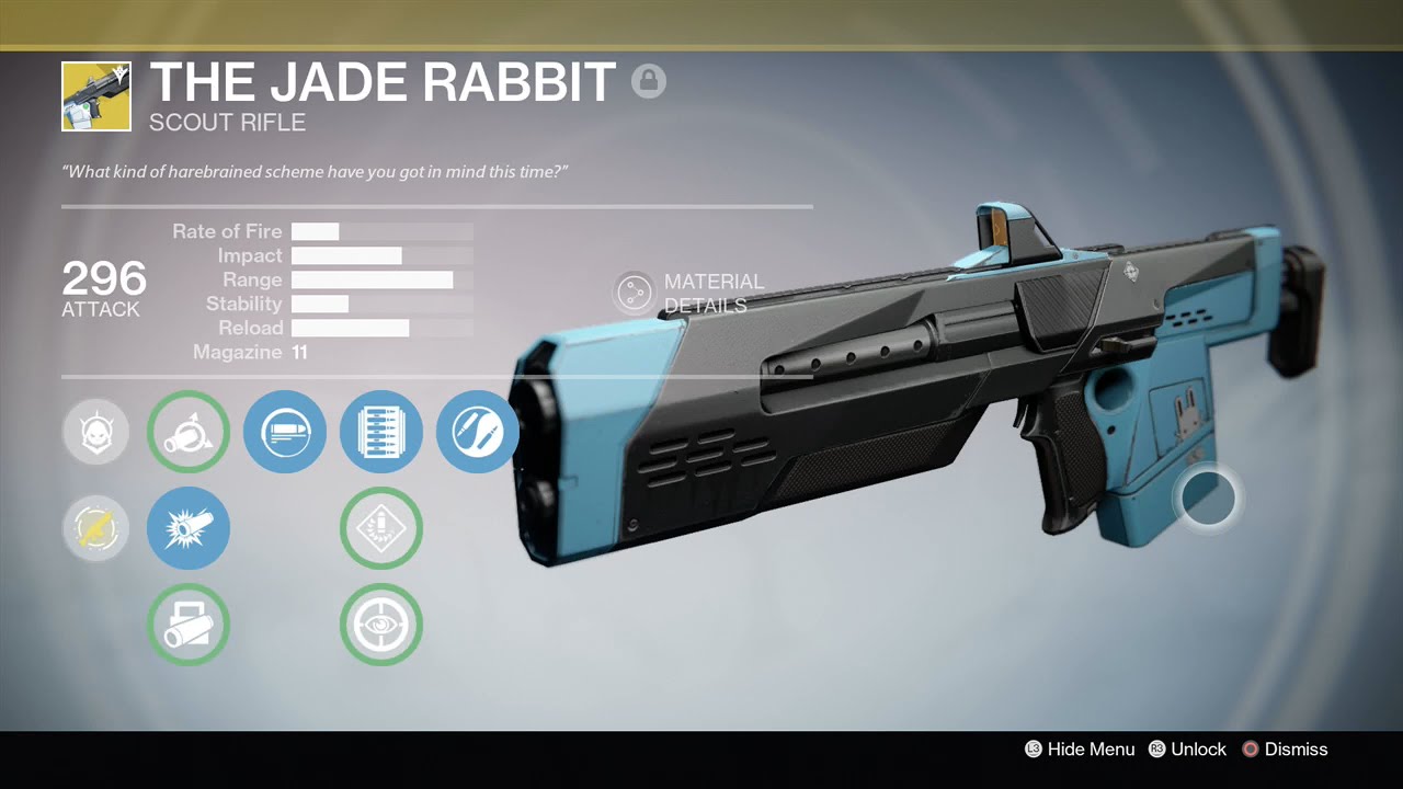 Destiny Taken King Exotic Scout Rifle The Jade Rabbit - YouTube