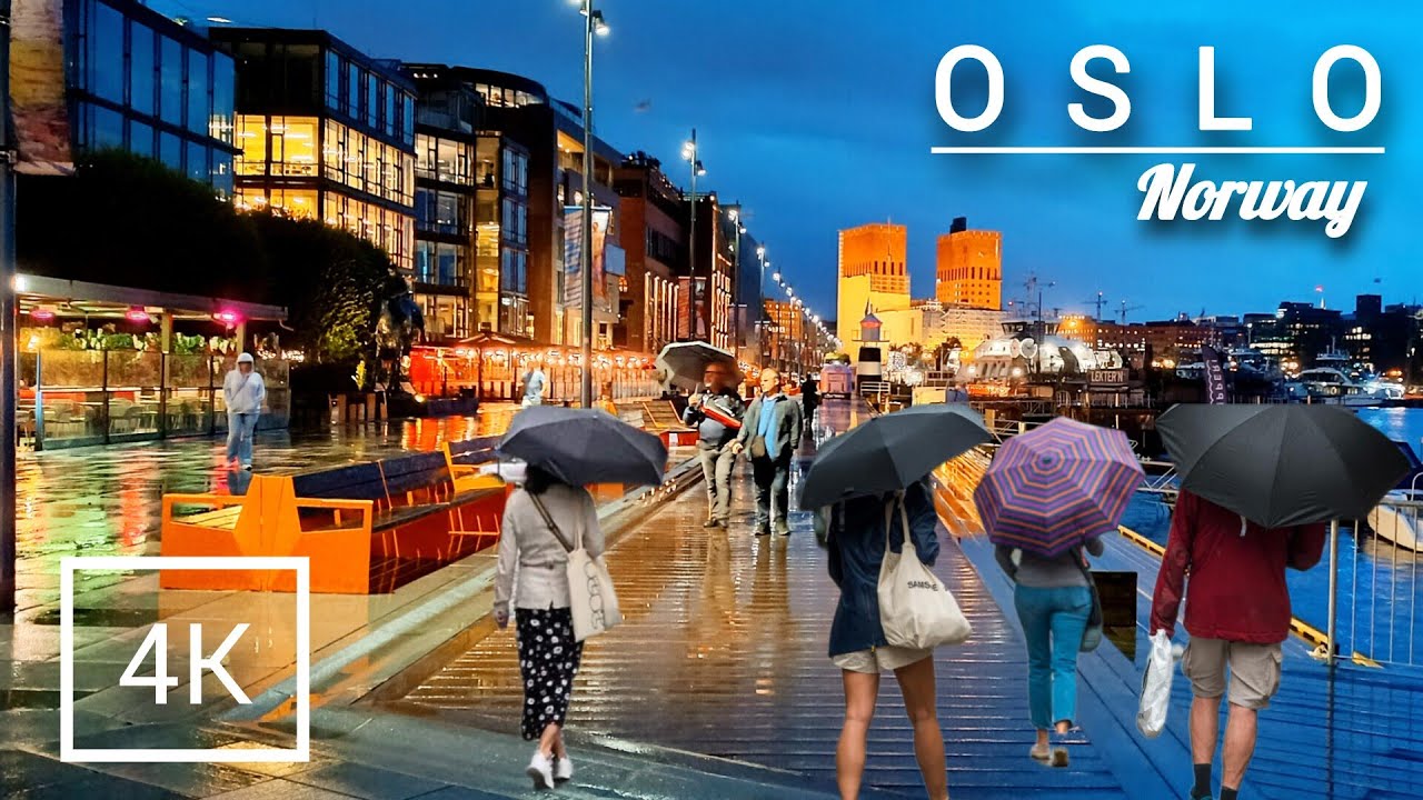 Walking in the Rain in NORWAY _ OSLO, City Binaural City Sounds & Rain ...