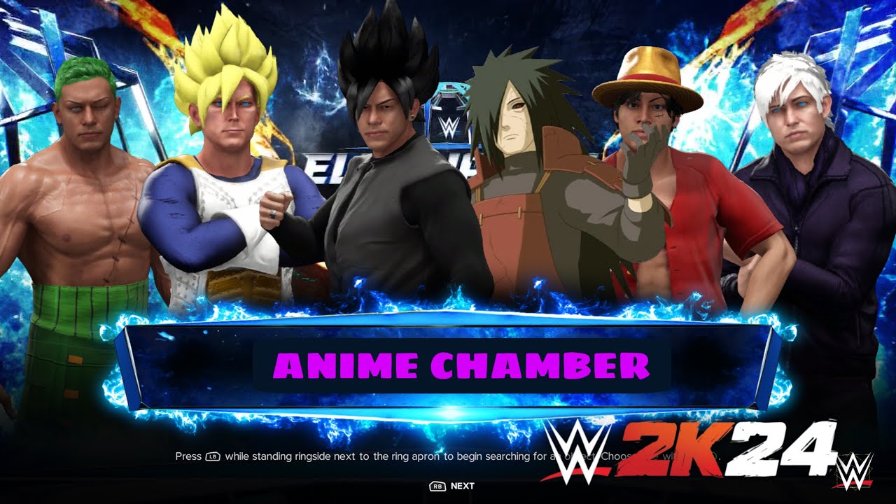 WWE2K24 Goku Luffy Gojo Zoro Madara Uchiha Elimination Chamber Match ...