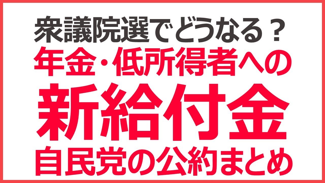 年金・低所得世帯の新給付金【自民党公約】衆院選で対象者・金額はどうなる？ - YouTube