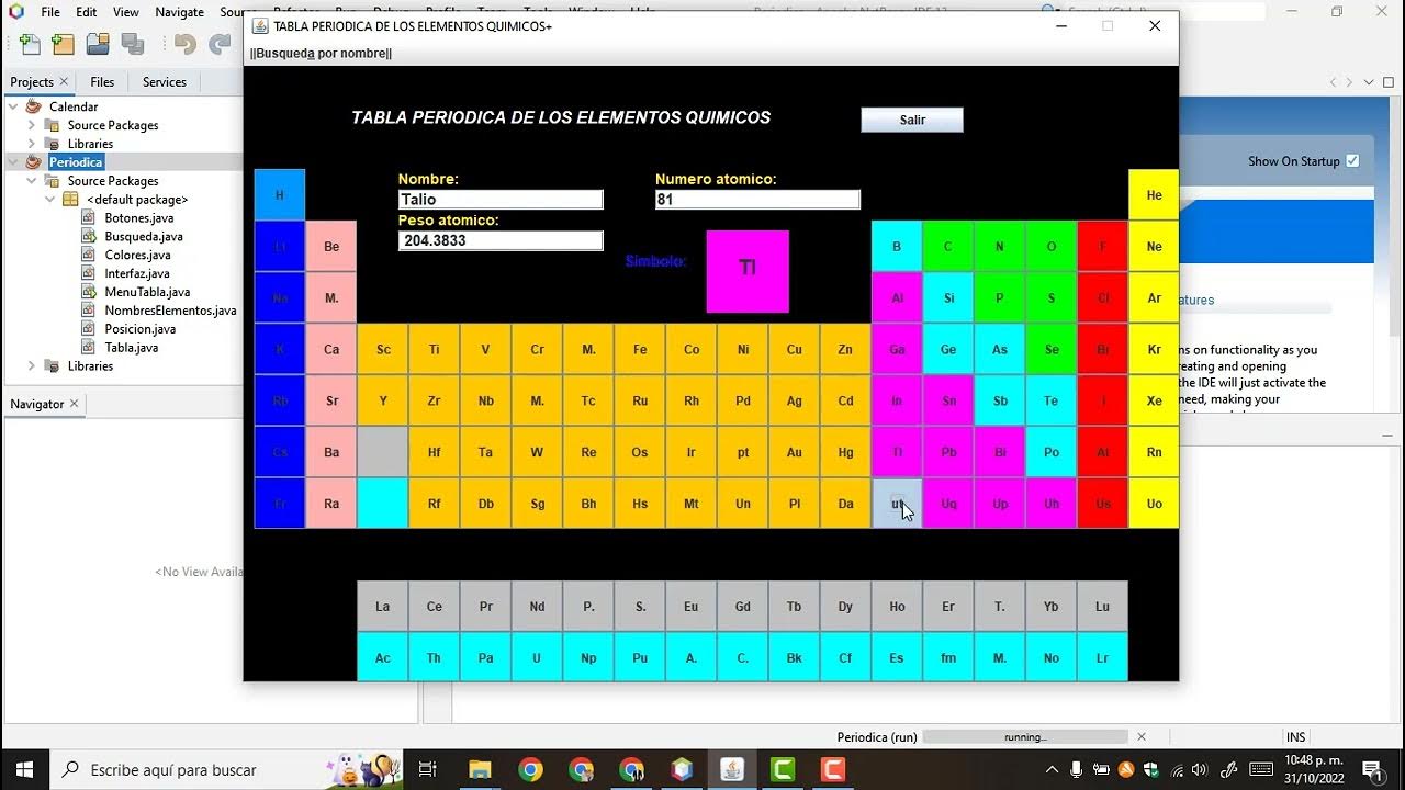 Tabla periódica en java - YouTube