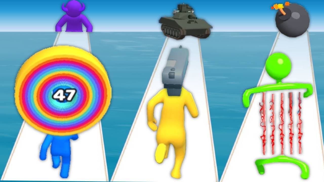 LAYER MAN 3D vs GUN HEAD RUN vs LASER MAN RUN - Stickman Satisfying ...