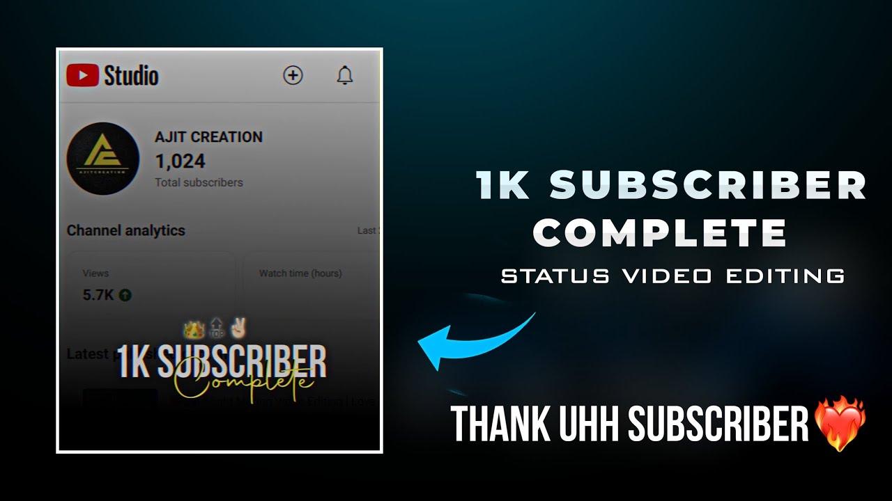 1K SUBSCRIBER COMPLETE STATUS VIDEO EDITING ALIGN MOTION | ALIGHT MOTION EDITING | AJIT CREATION ...