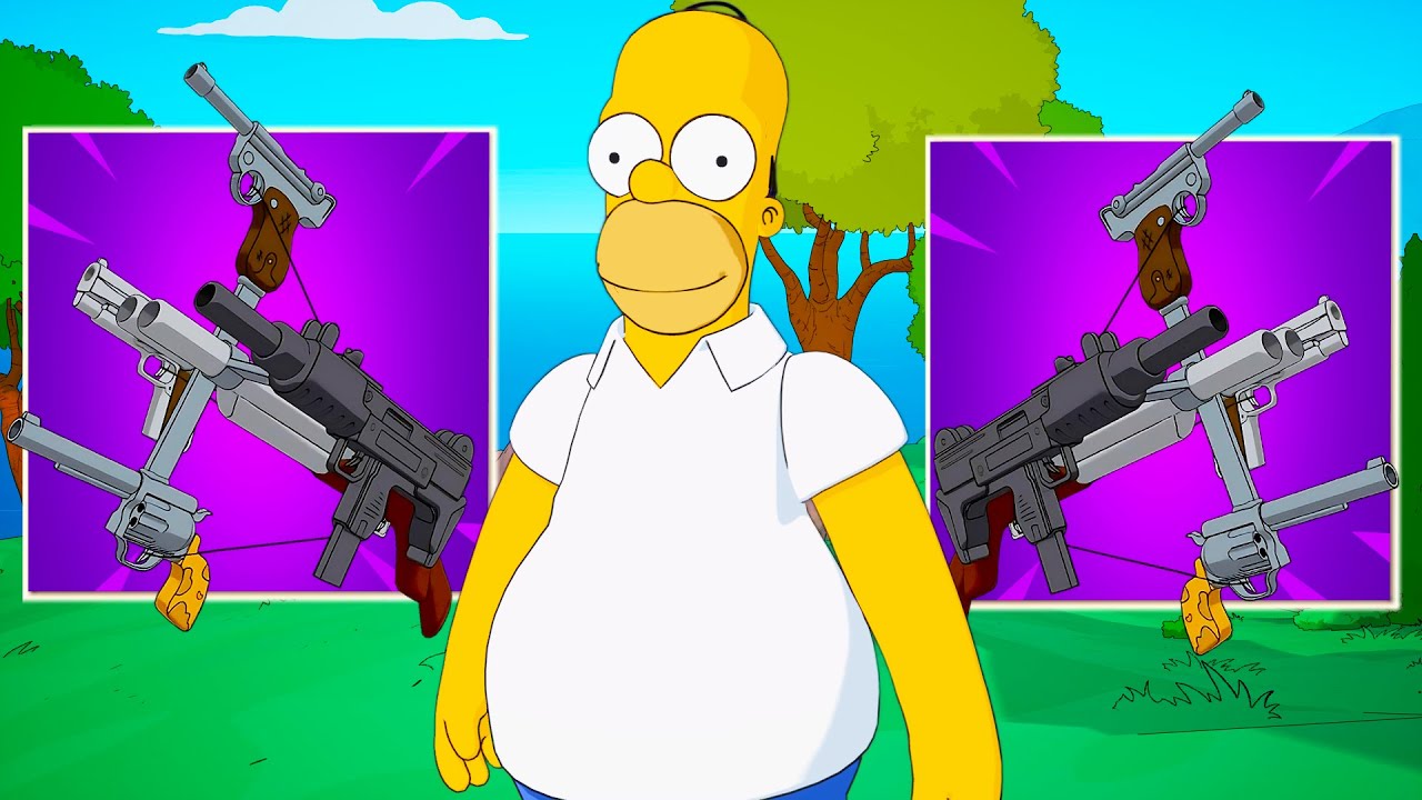 The *FIVE GUN* Only Challenge In Fortnite Simpsons Season - YouTube