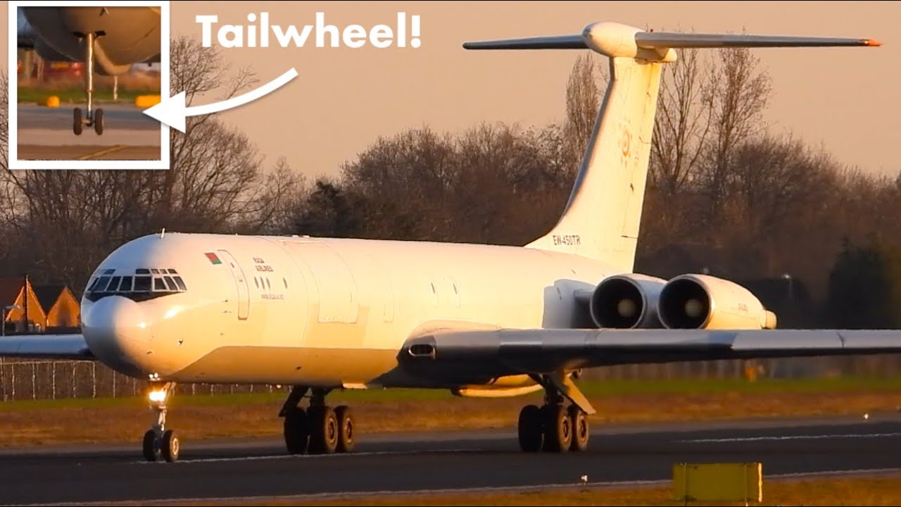 ILYUSHIN IL-62 Fantastic SUNSET LANDING great SOUND & Tailwheel Action ...