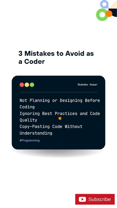 3 Mistakes To Avoid As A Coder Coding Codingtips Shorts Shortvideo 1190