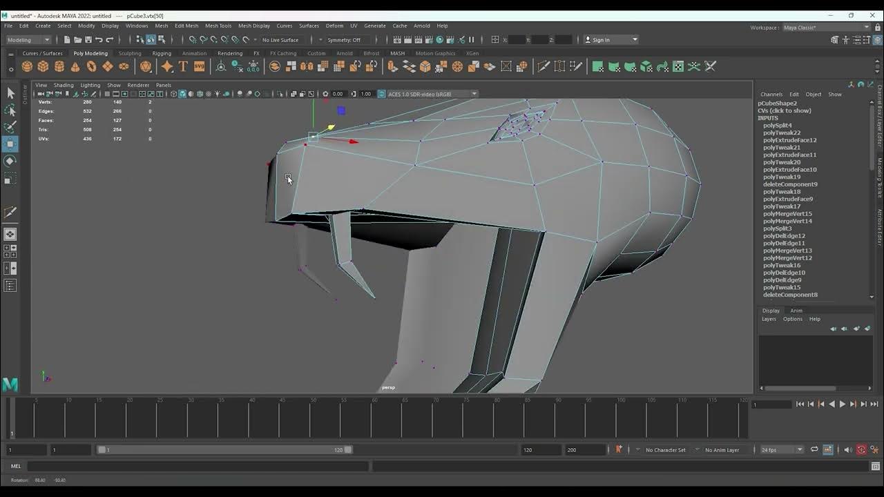 Snake 3D Modeling in Maya Tutorial// 3d model in maya//#3d #3dmodel #viral #shortvideo - YouTube