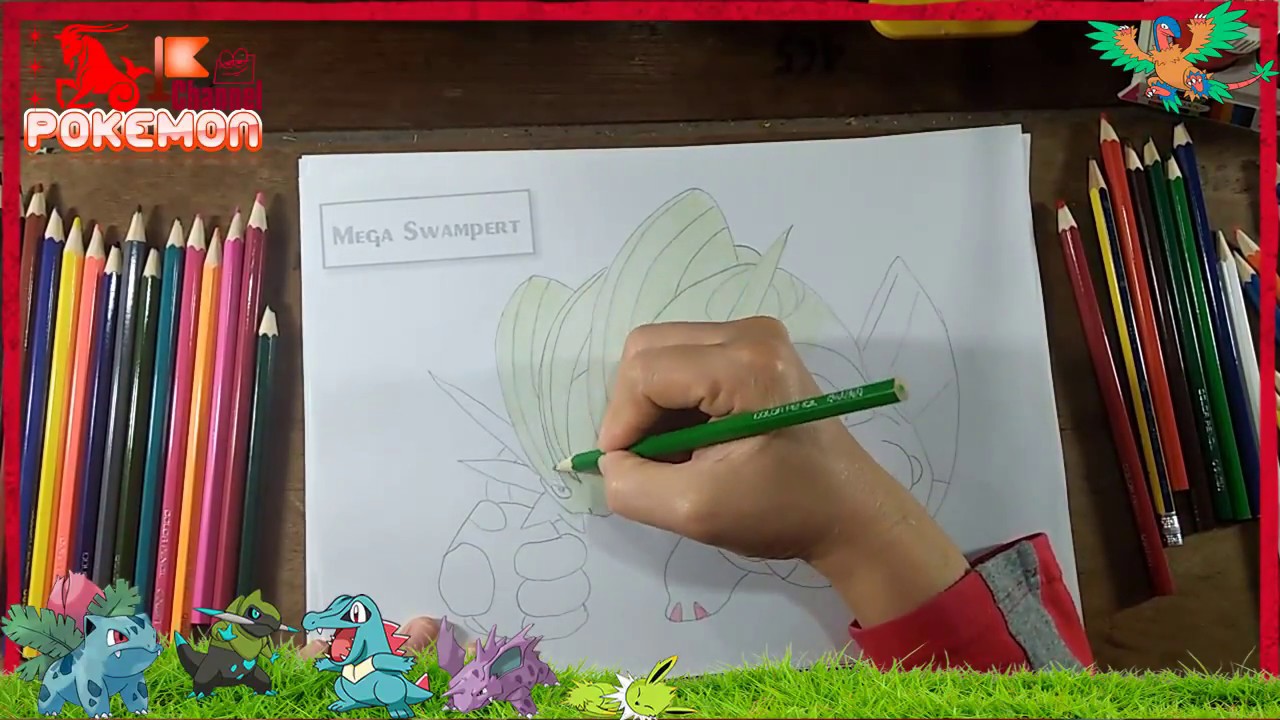 How to draw Mega Swampert Pokemon drawings Cartoons for children art ...