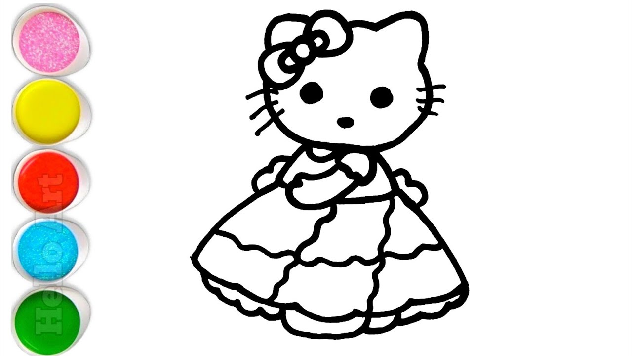 Hello Kitty Dress Drawing, Painting and Coloring For Kids, Toddlers ...