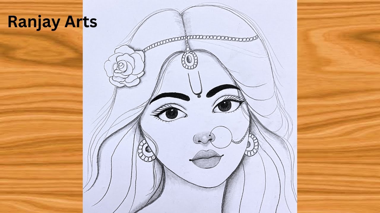 Radha Rani Drawing - Simple and Easy - YouTube
