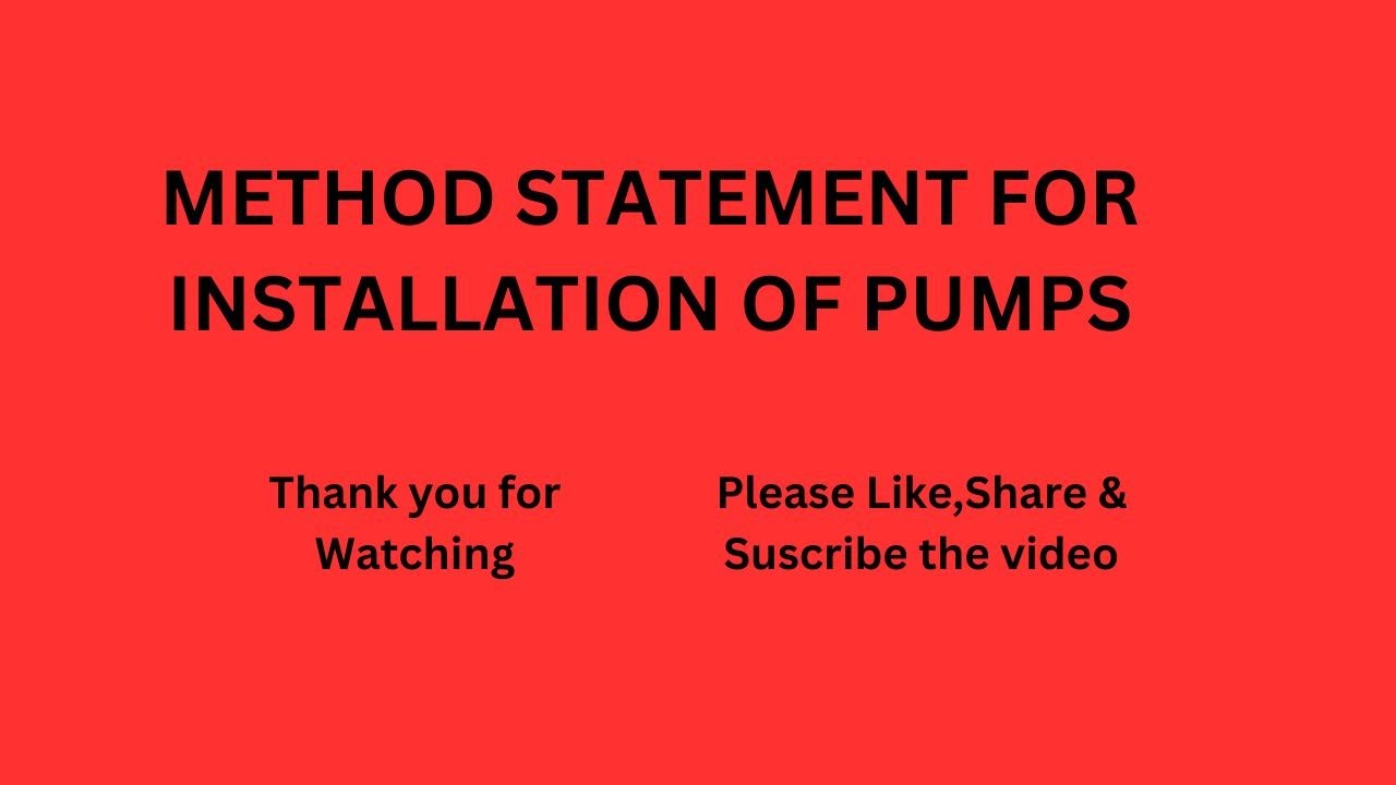 METHOD STATEMENT FOR INSTALLATION OF FIRE PUMPS - YouTube