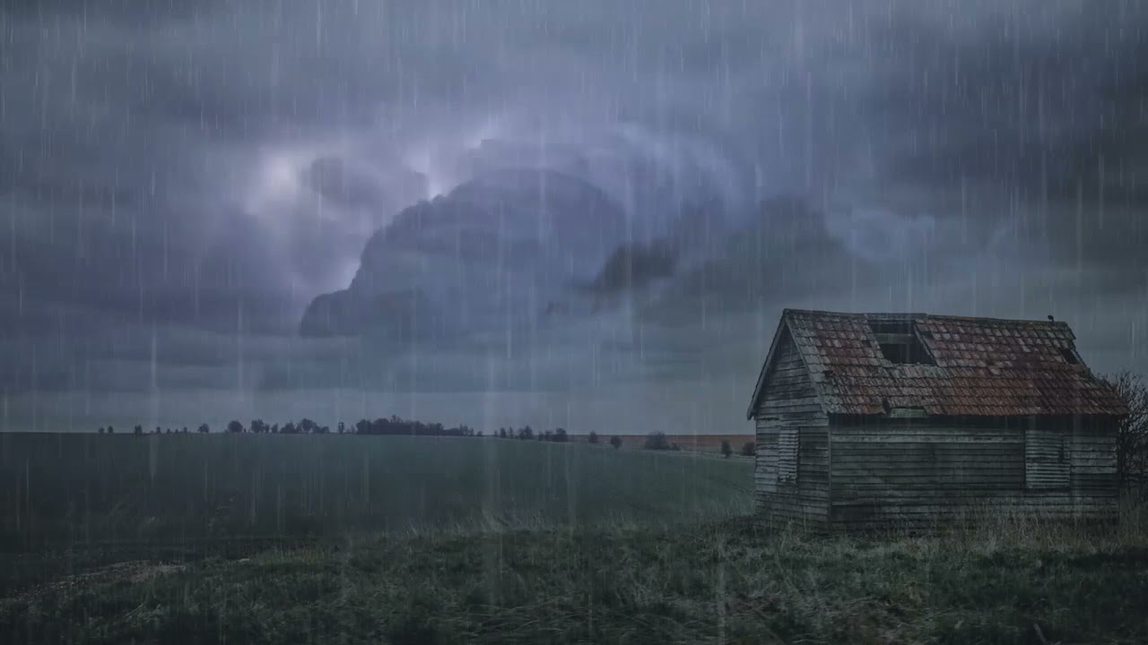 Rain Over Farmhouse with Thunderstorm Sounds | Heavy Rain Sounds for ...